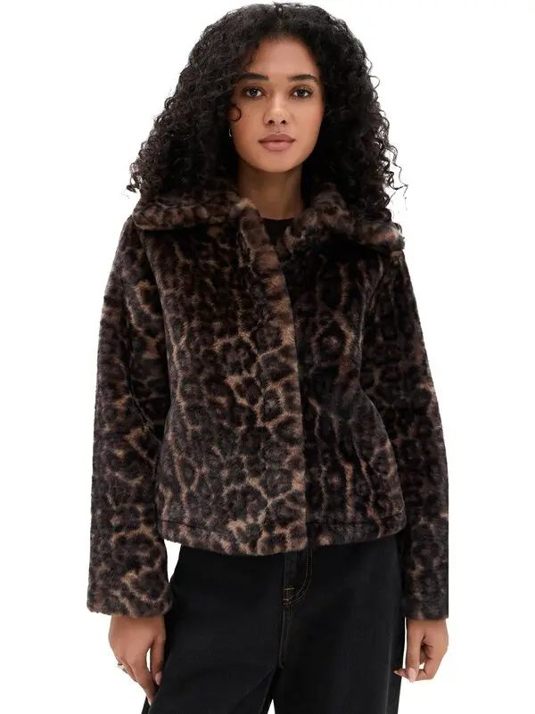 Apparis Elis Leopard Print Faux Fur Coat - Dark Leopard
