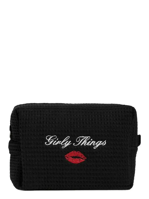 ABBODE Girly Things Waffle Knit Pouch - Noir