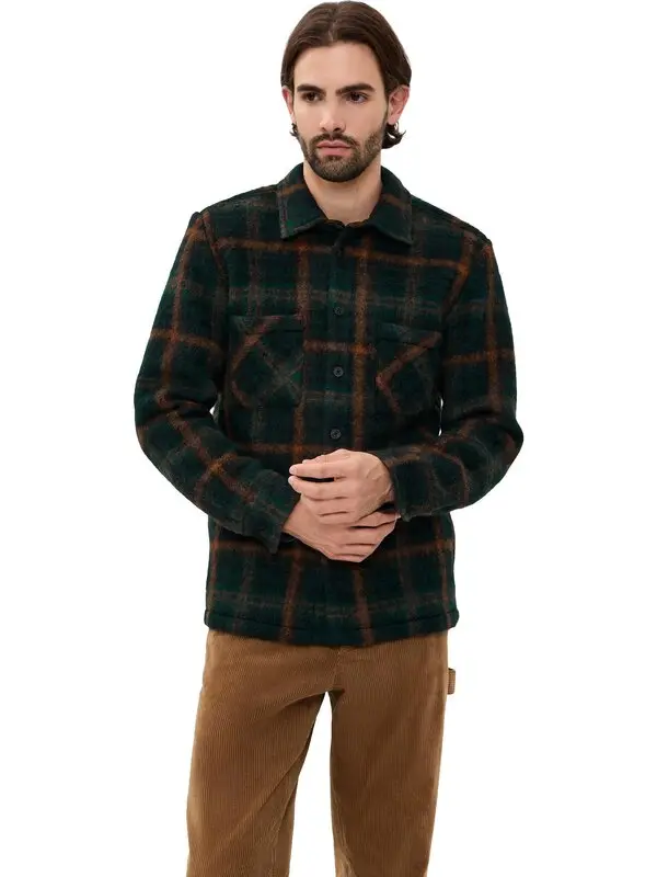 WAX LONDON Drawn Check Whiting Overshirt - Teal/orange