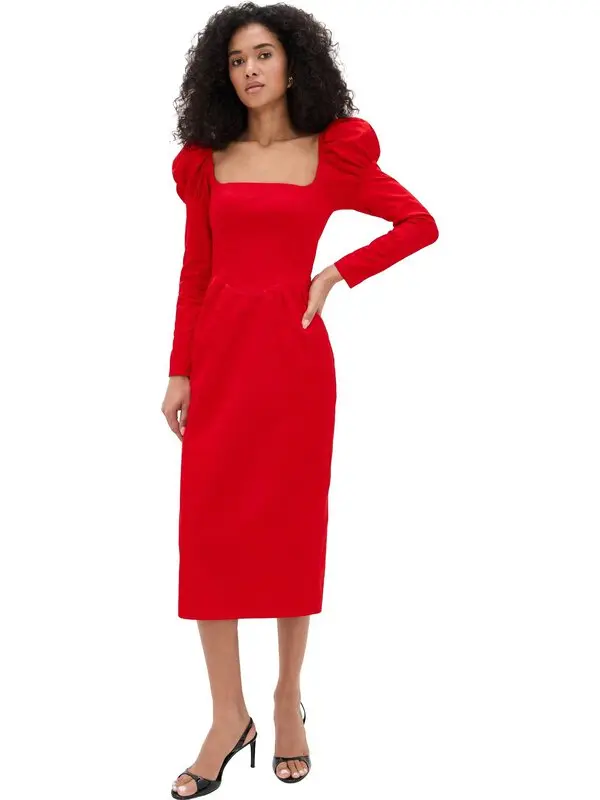 DE LORETA Amanda Midi Dress - Red
