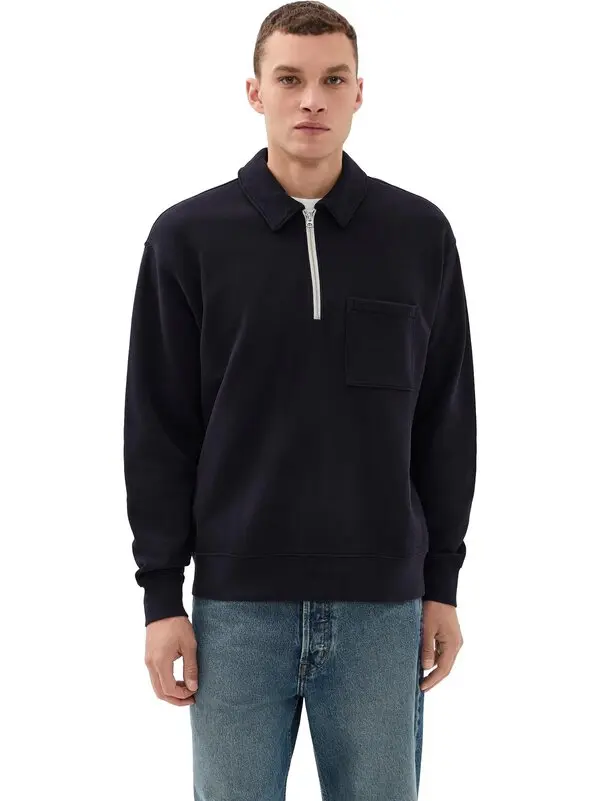 Madewell Midweight Quarter-zip Sweatshirt - Obsidian Blue