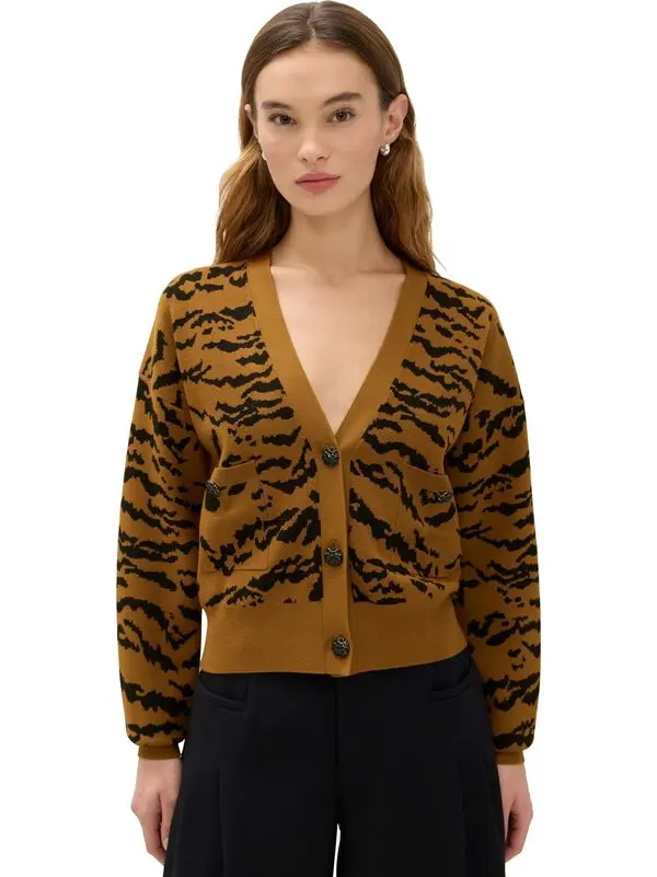 Essentiel Antwerp Icali Zebra Cardigan - Combo1 Cinnamon Rufous