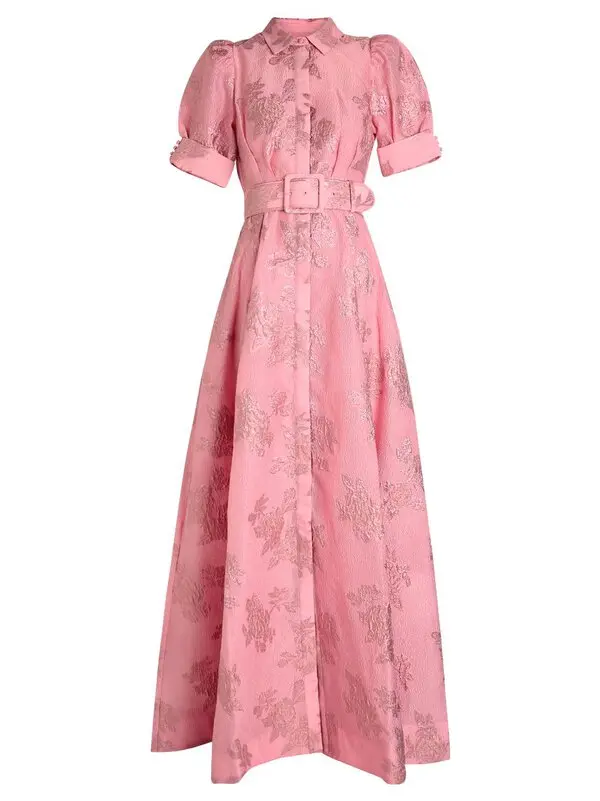 Rebecca Vallance Annette Floral-brocade Cloqué Gown - Pink