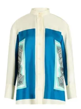 CALLAS MILANO Lyn Scarf Print Shirt - Turquoise/ivory
