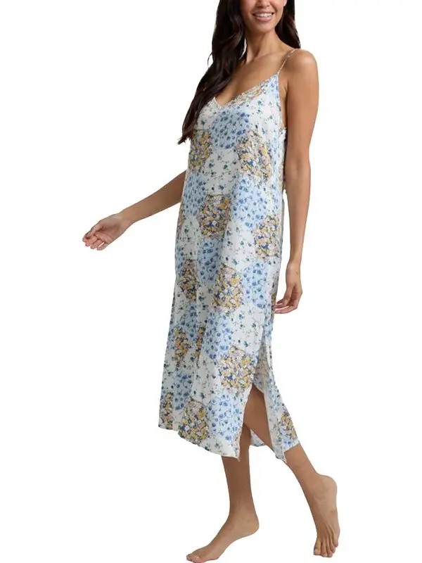 LILY AND LIONEL Rosie Patchwork Print Slip Nightgown - Natural