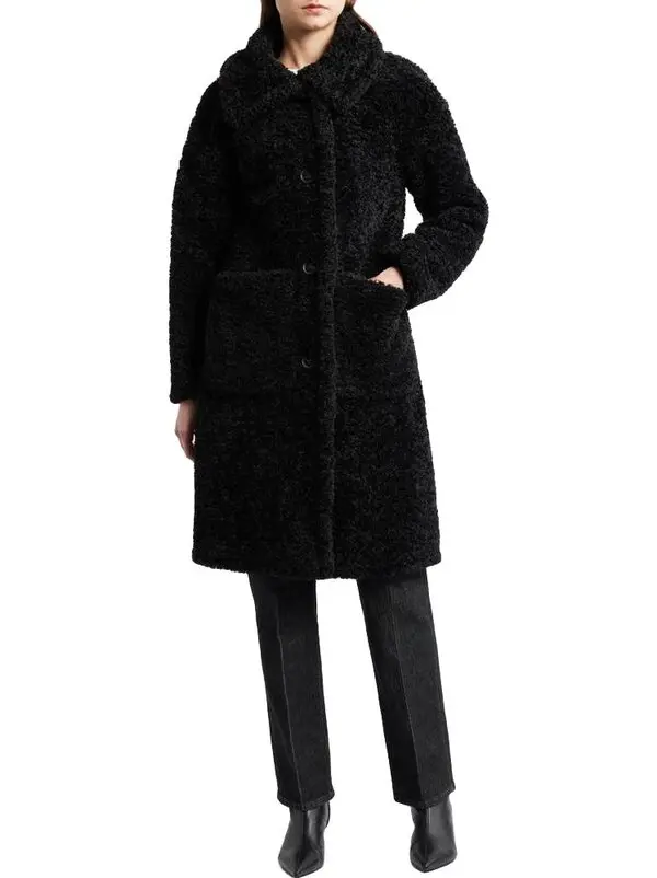 Bcbgmaxazria Long Teddy Fleece Coat - Black
