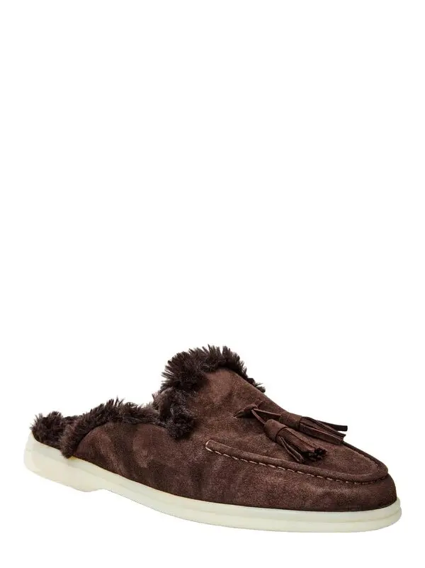 Bruno Magli Palmer Genuine Shearling Lined Mule - Dark Brown Suede