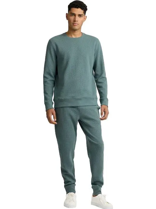 Onia Heavyweight Cotton Waffle Crewneck Sweatshirt - Fern