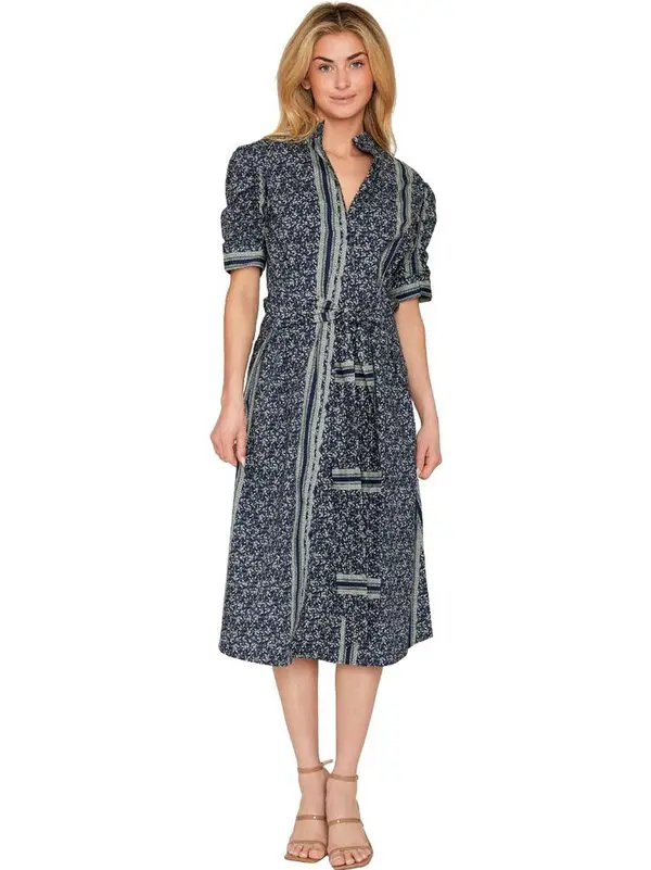 TAYLOR TILLMAN Heidi Midi Shirt Dress - Midnight Botantica