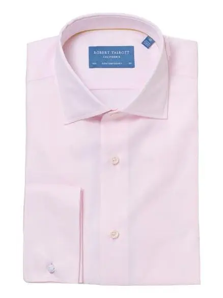 Robert Talbott Reynolds French Cuff Herringbone Contemporary Fit Shirt - Pink