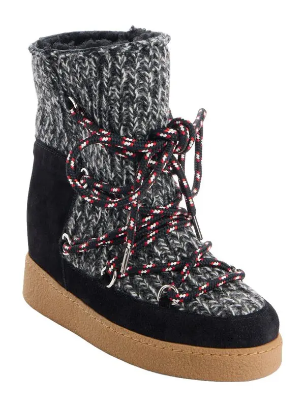 Isabel Marant Nowla Mixed Media Snow Boots - Black
