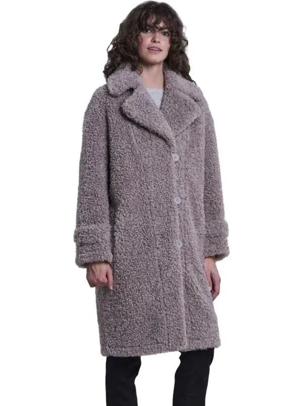 BLUE DUCK Faux Fur Midi Coat - Oatmeal