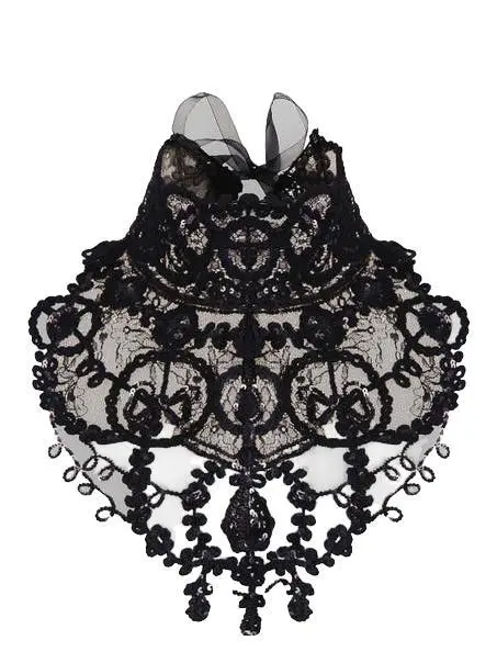 Anne Fontaine Embroidered Sequin Lace Collar - Black