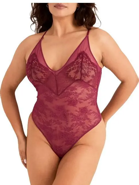ADORE ME Bodysuit With Strappy Detail - Dark Red