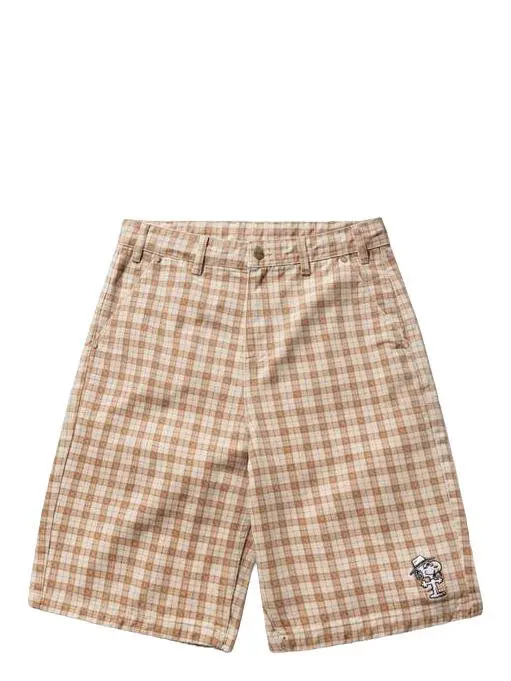 BUTTER GOODS Cotton Work Shorts - Sandstone Plaid
