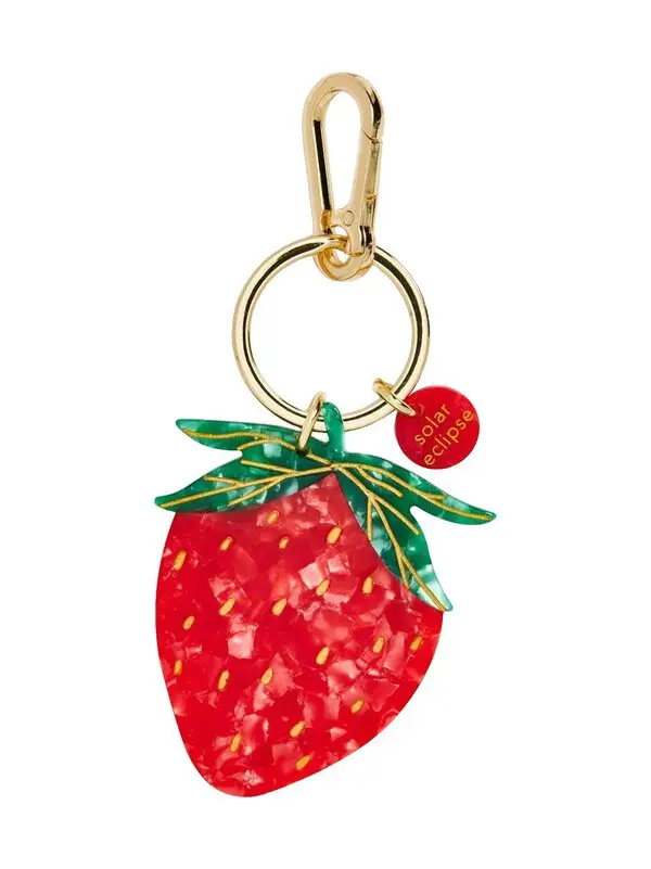SOLAR ECLIPSE Hand-painted Strawberry Bag Charm - Red