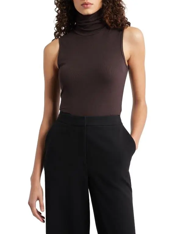 Theory Sleeveless Turtleneck Top - Hickory - Spf