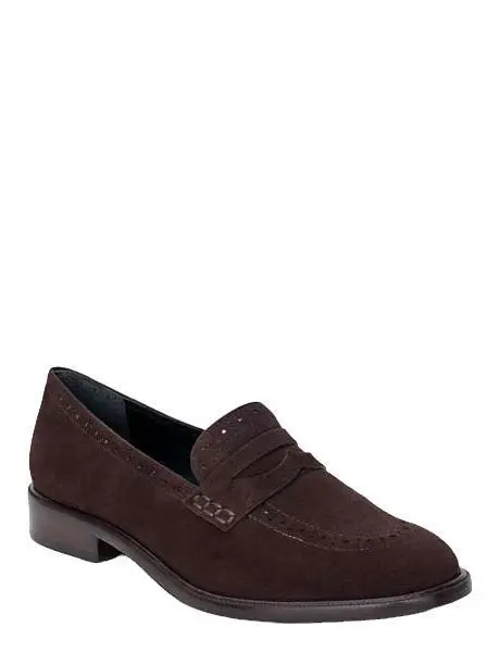 L'Agence Avriel Penny Loafer - Dark Brown Suede