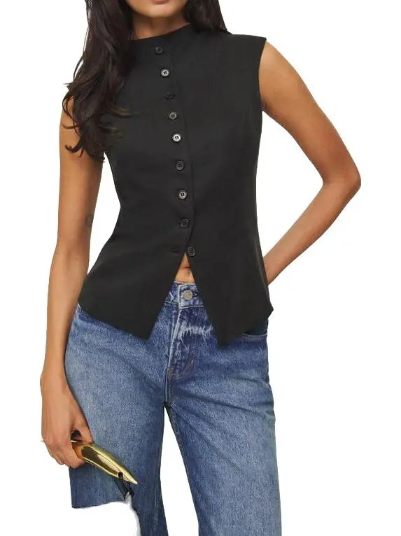 REFORMATION Lottie Cutaway Vest - Black