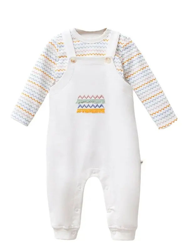 MOI NOI Zigzag Overalls Set - Ivory