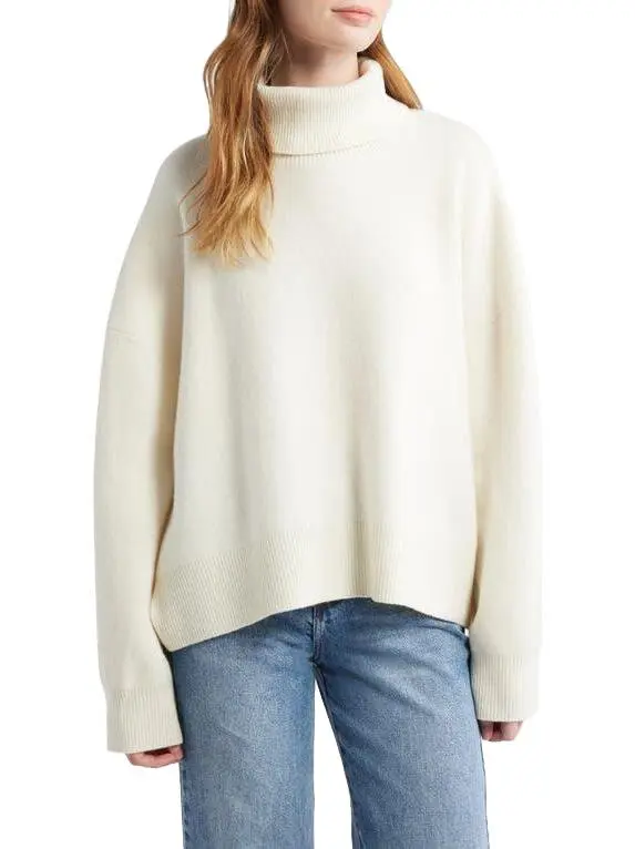 Free People Lambswool Blend Turtleneck Sweater - Coconut Milk