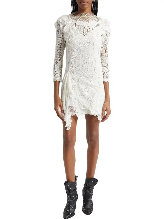 Isabel Marant Rubiana Draped Lace Minidress - White