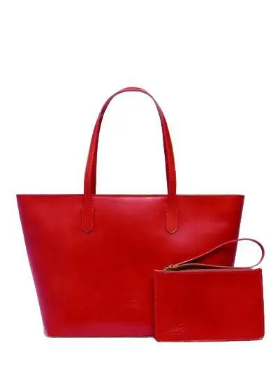 SILVER & RILEY Manila All Purpose Large Leather Carryall Tote Bag - Red