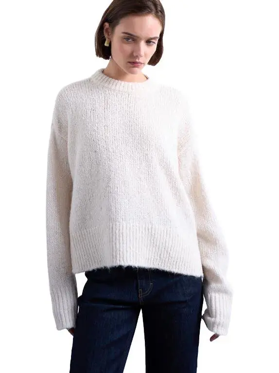 Topshop Fluffy Crewneck Sweater - Cream