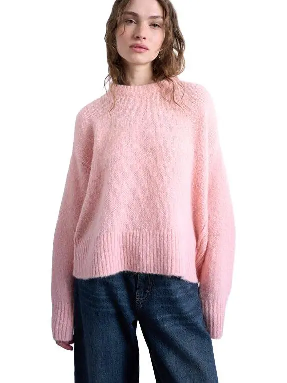 Topshop Fluffy Crewneck Sweater - Pink