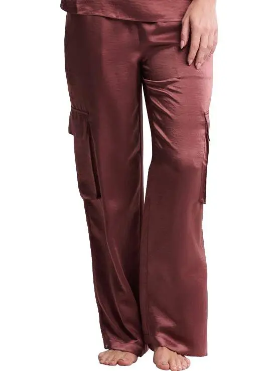 Barefoot Dreams Liquid Satin Wide Leg Cargo Pants - Canyon Rose