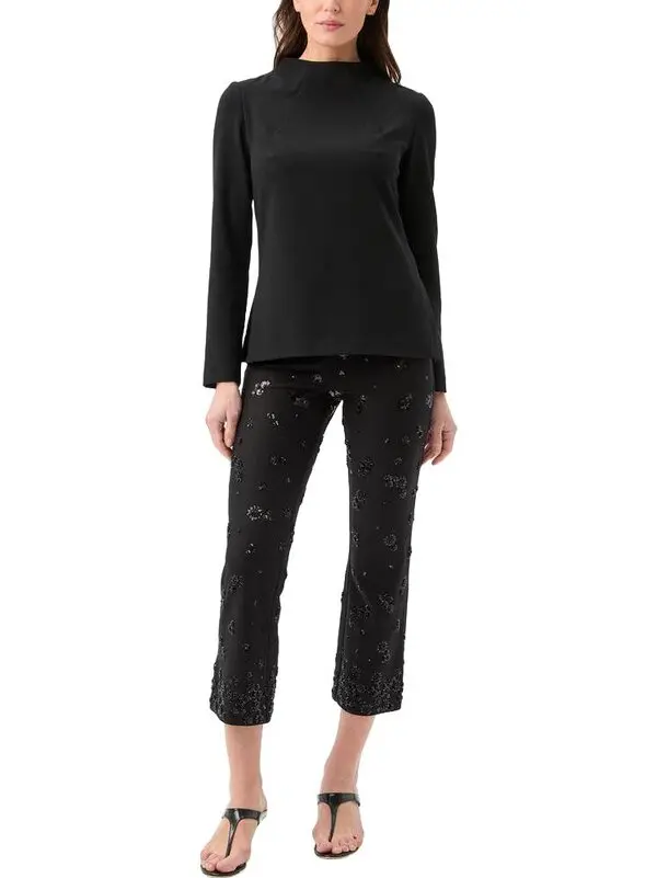 Trina Turk High Neck Suiting Top - Black