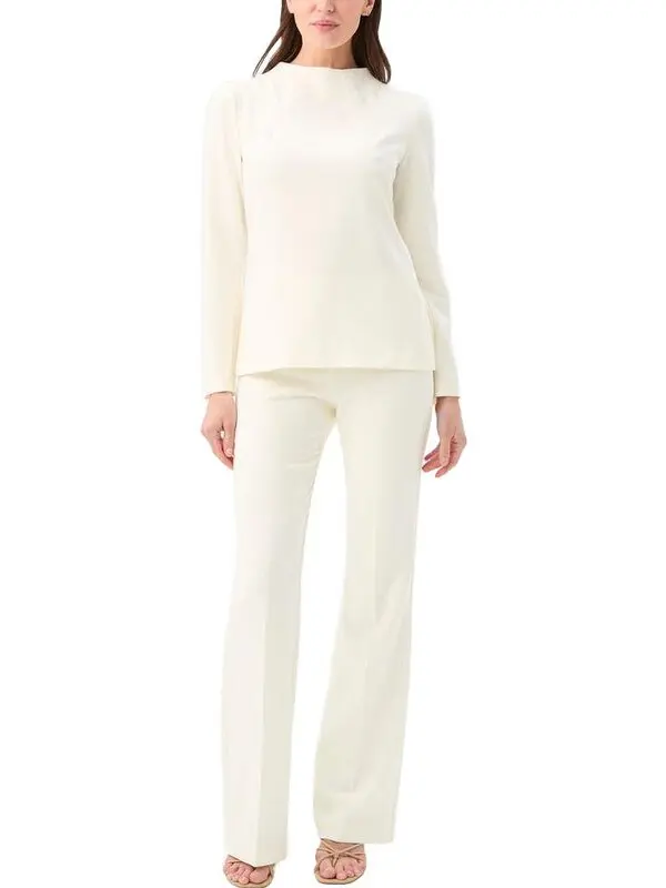 Trina Turk High Neck Suiting Top - Winter White