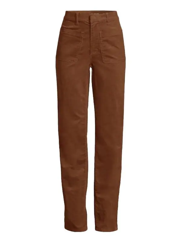LANDS' END Corduroy High Rise Straight Leg Pants - Maple Toffee