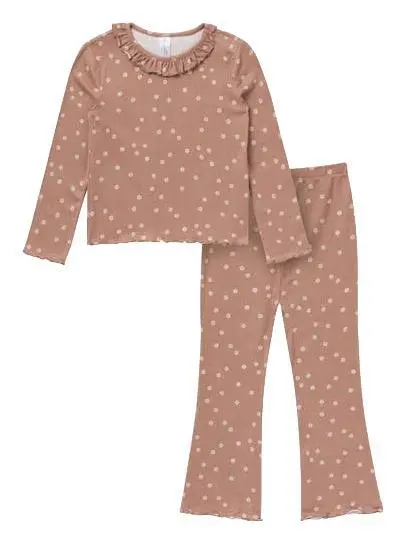 MODERN MOMENTS™ BY GERBER Ruffle Collar Top And Flare Pant Set - Brown