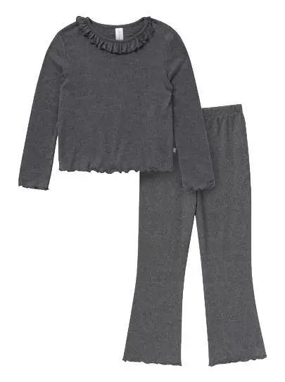 MODERN MOMENTS™ BY GERBER Ruffle Collar Top And Flare Pant Set - Dark Gray