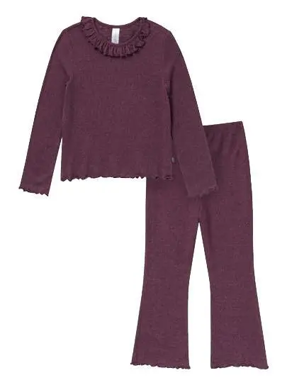 MODERN MOMENTS™ BY GERBER Ruffle Collar Top And Flare Pant Set - Plum
