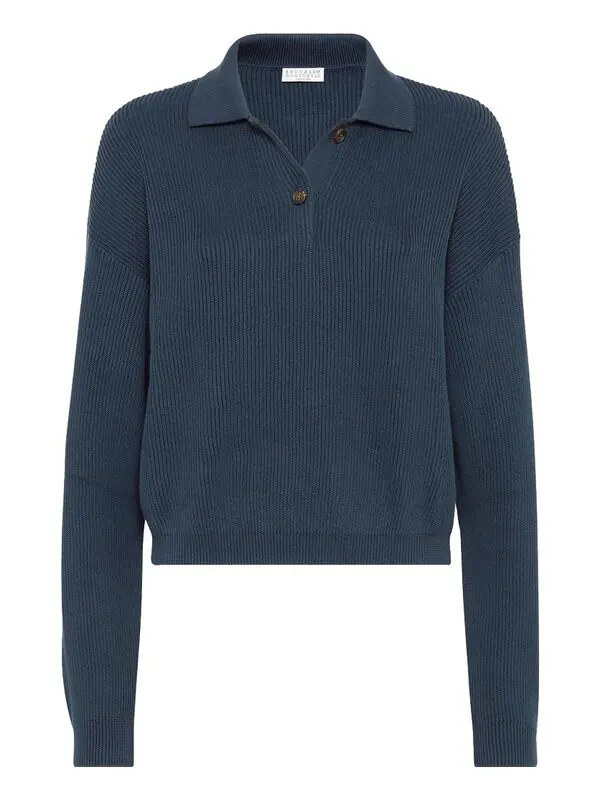 Brunello Cucinelli Polo-style Sweater - Navy Blue