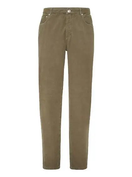 Brunello Cucinelli Garment-dyed Corduroy Trousers - Khaki