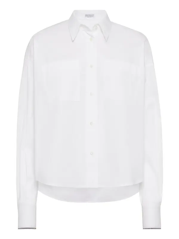Brunello Cucinelli Button-down Shirt With Monili Detail - White