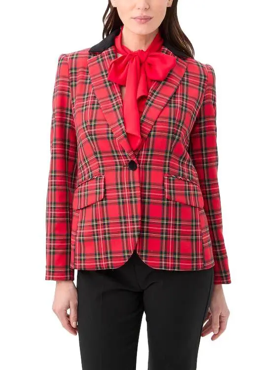 Trina Turk Plaid Blazer With Velvet Collar - Multi