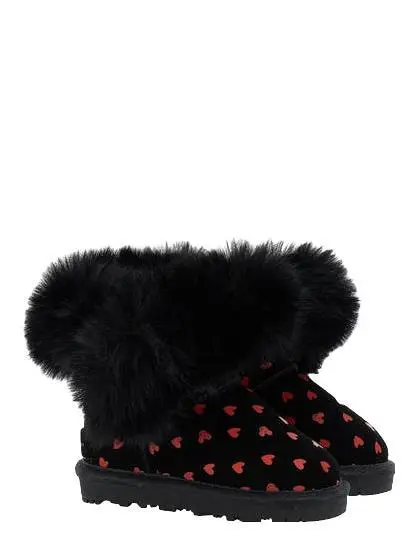 MASTER OF ARTS Heart Print Winter Boots - Black