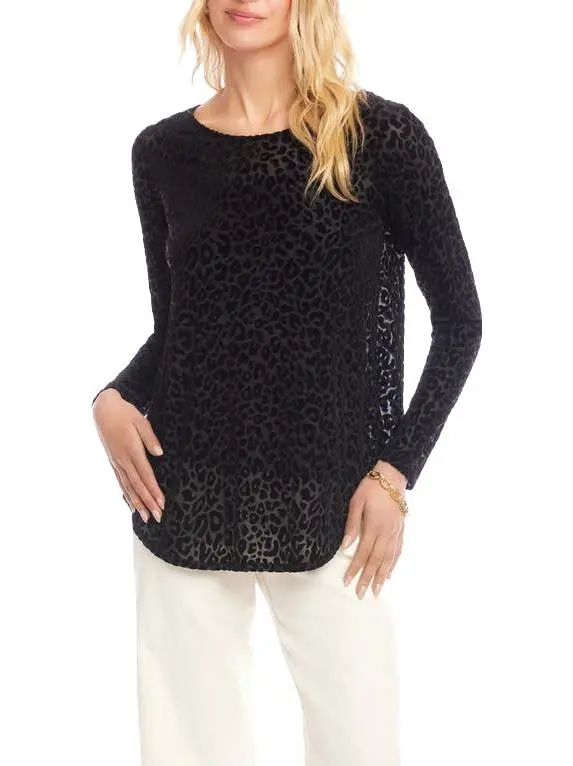 Karen Kane Burnout Velvet -spot Top - Leopard
