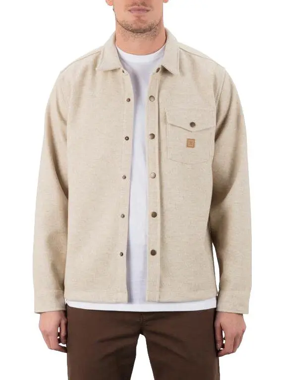 Hurley Santa Cruz Seaside Solid Flannel Button-up Shirt Jacket - Bone