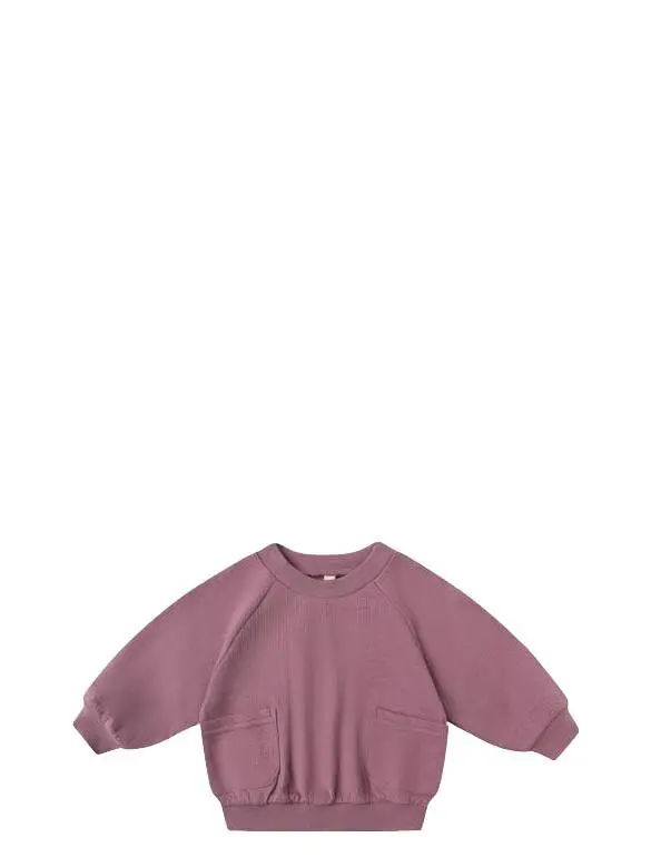 QUINCY MAE Pointelle Organic Cotton Pocket Sweatshirt - Mulberry