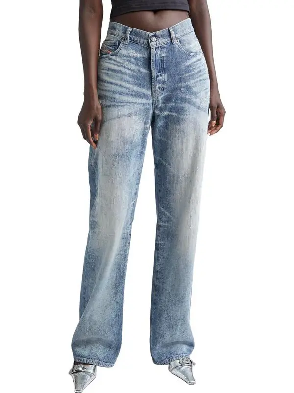 DIESEL® 1971 D-sent Distressed Straight-leg Jeans - Denim