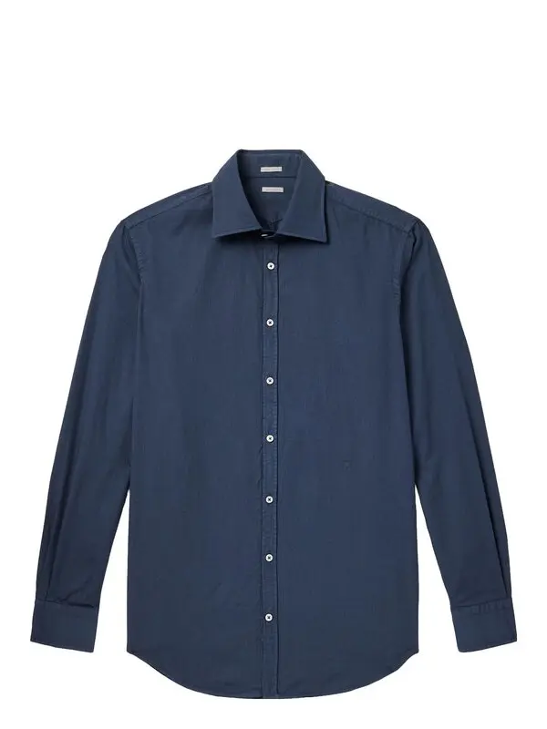 Massimo Alba Striped Cotton Shirt - Blue