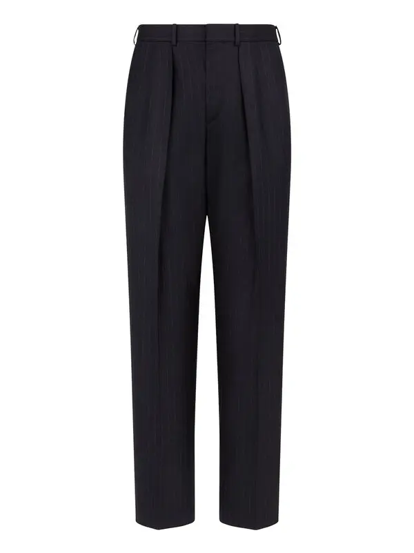 TOM FORD Wool Pinstripe Pleated Trousers - Navy