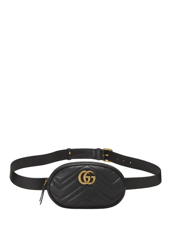 Gucci Leather Gg Marmont Belt Bag 85 - Black