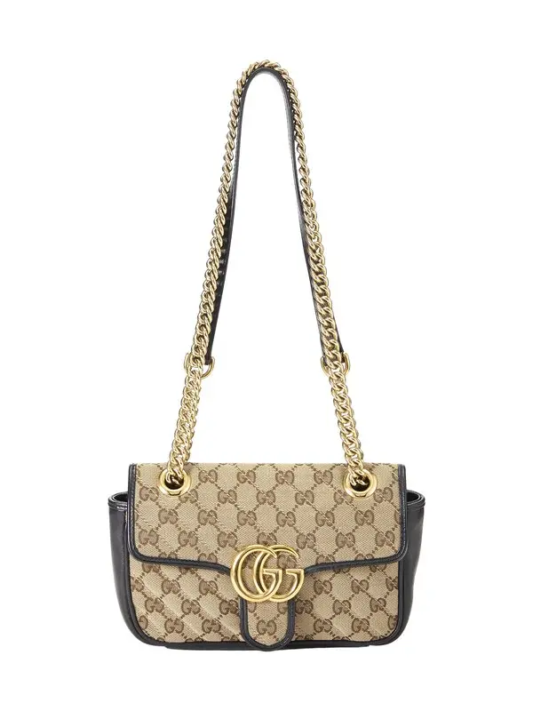 Gucci Original Gg Canvas Marmont Matelassé Small Shoulder Bag - Black