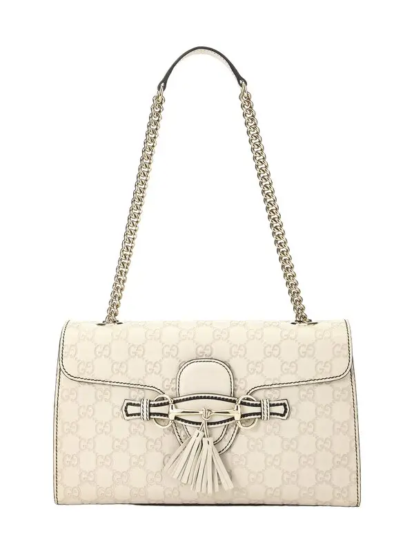 Gucci Guccissima Leather Emily Chain Shoulder Bag - White